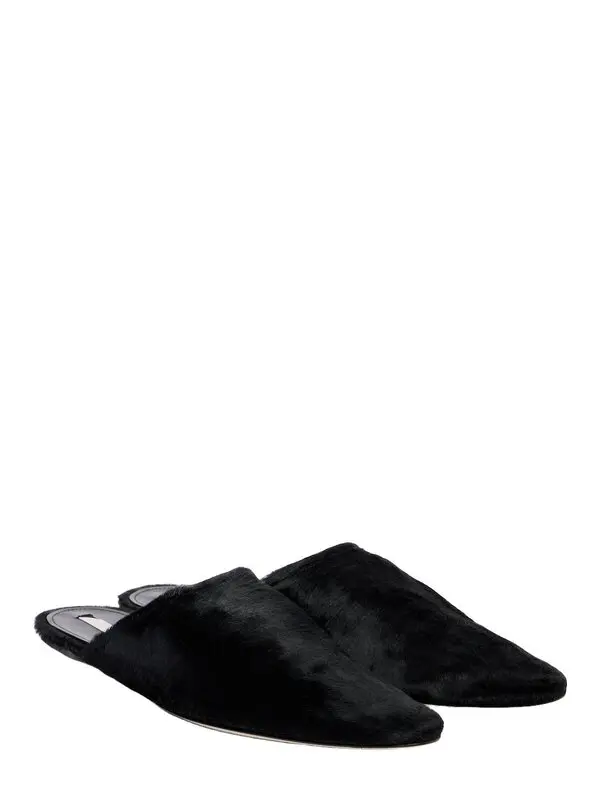 CHRISTEN Elipse Calf Hair Mules - Black