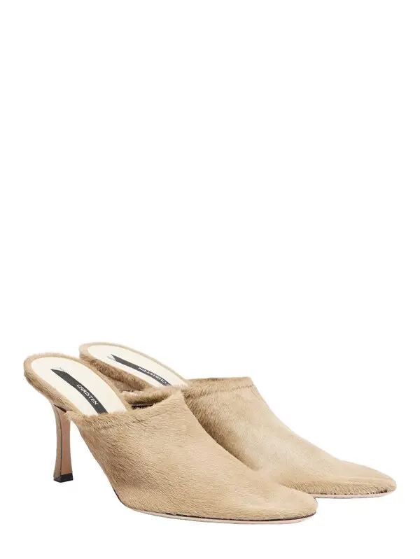 CHRISTEN Elipse 75 Calf Hair Mules - Beige