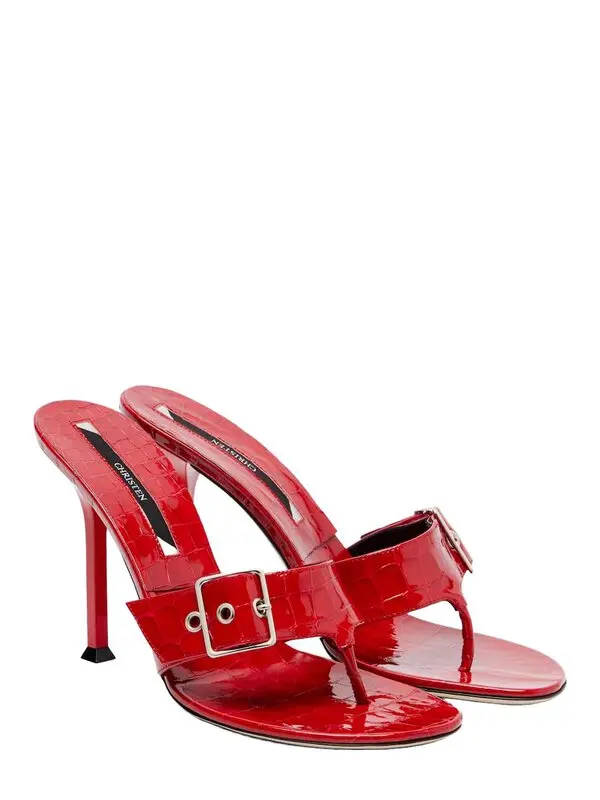 CHRISTEN Helix 95 Patent Leather Thong Sandals - Red