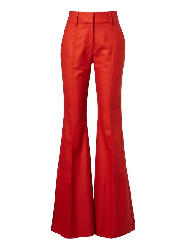 Gabriela Hearst Rhein Wool And Cashmere Flared Pants - Orange