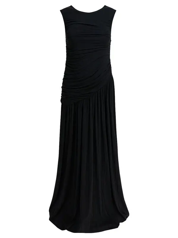 R2W Long Draped Dress - Black