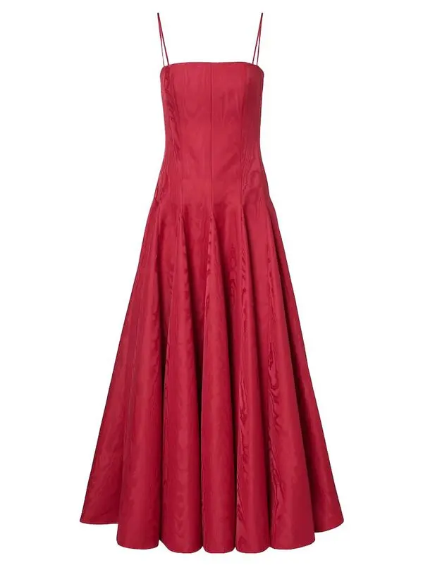 EMILIA WICKSTEAD Gracia Pleated Moire Mikado Bustier Dress - Red