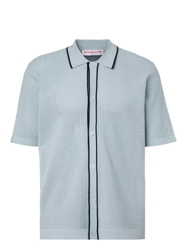 Orlebar Brown Roddy Waffle-knit Bowling Shirt - Blue
