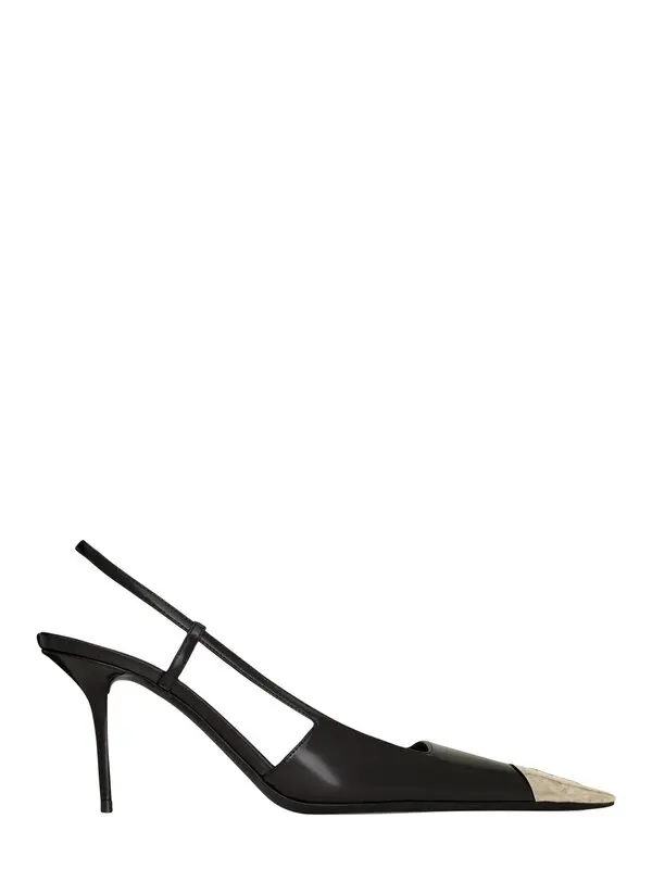 Saint Laurent Leather Jeanne Slingback Pumps 75 - Black