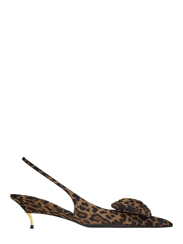 Saint Laurent Silk Dakota Slingback Pumps - Nude