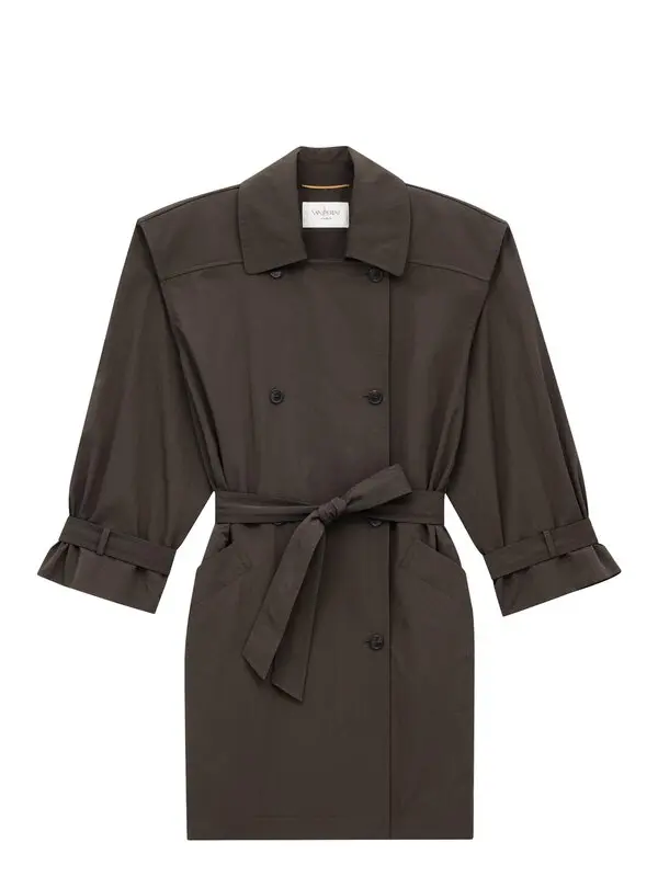 Saint Laurent Midi Trench Coat - Brown