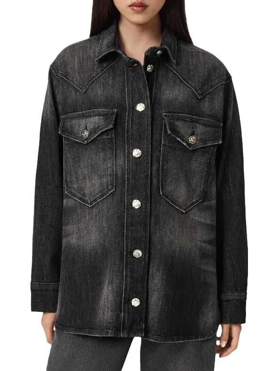 ALLSAINTS Bryn Denim Button-up Shirt - Washed Black