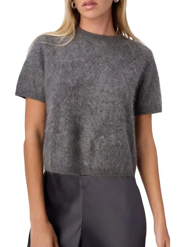 Cami Nyc Eugeny Short Sleeve Cashmere Sweater - Coal