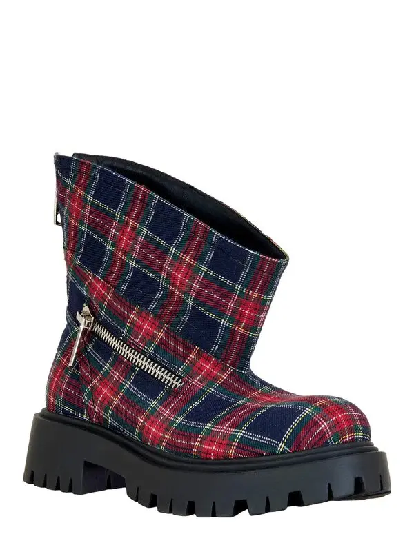 AZALEA WANG Lug-sole Bootie - Red Multi