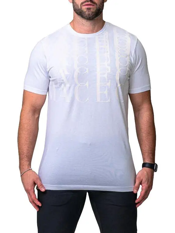 MACEOO Repetition Logo Appliqué Stretch Cotton T-shirt - White