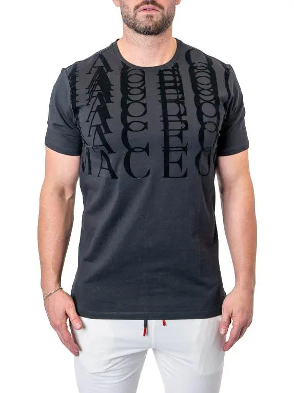 MACEOO Repetition Logo Appliqué Stretch Cotton T-shirt - Black