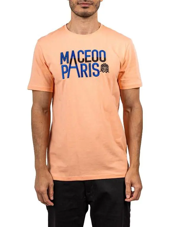 MACEOO Colossal Peach Embroidered Logo Stretch Cotton T-shirt - Pink