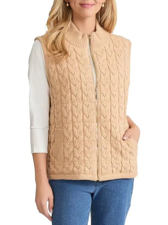 Jones New York Cable Sweater Vest - Cafe Au Lait