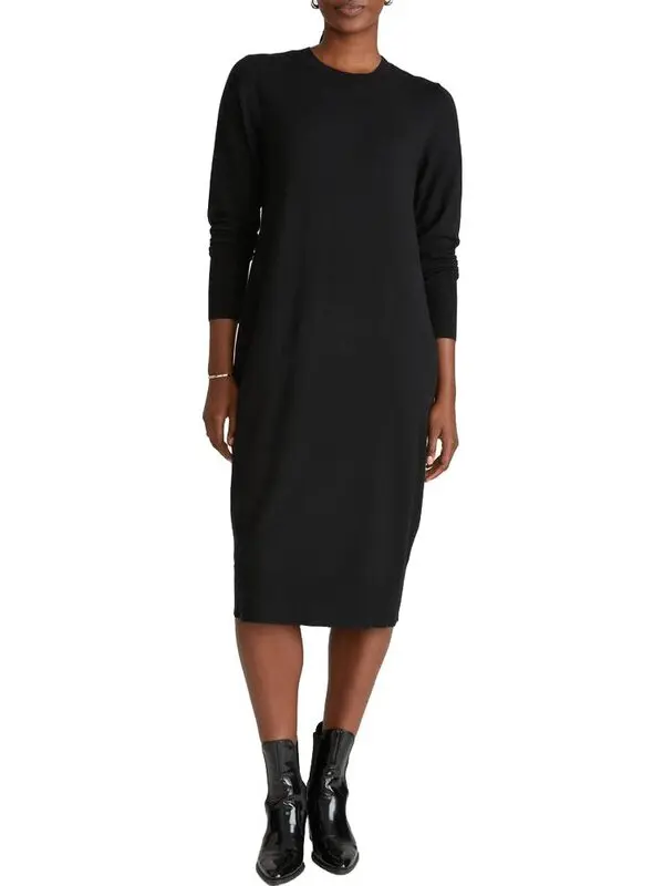 Universal Standard Everyday Long Sleeve Midi Sweater Dress - Black