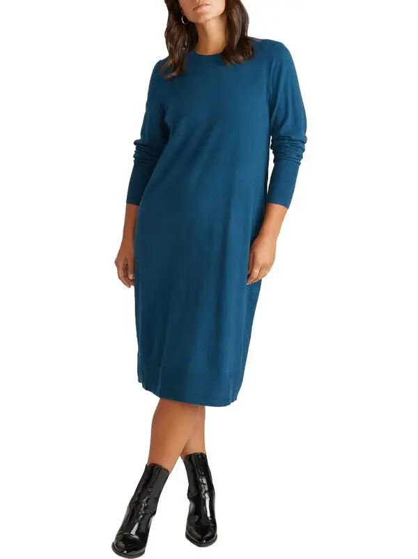 Universal Standard Everyday Long Sleeve Midi Sweater Dress - Deep Teal