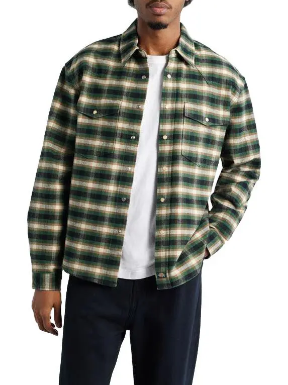 Dickies Johnsonville Plaid Cotton Western Snap-up Shirt - Pine Needle Green