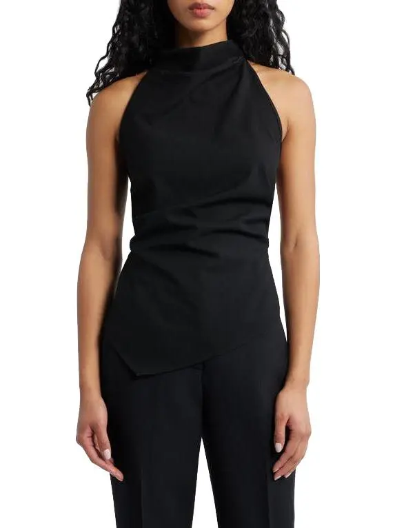 Mango Asymmetric Sleeveless Top - Black
