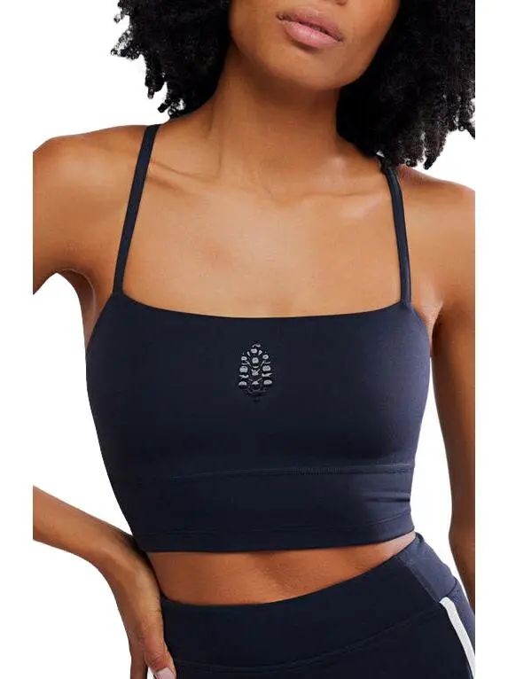 Free People Never Better Longline Sports Bra - Black
