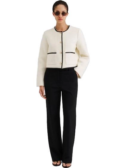 MALINA Ninette Dressed Wool Jacket With Leather Trim - Vanilla