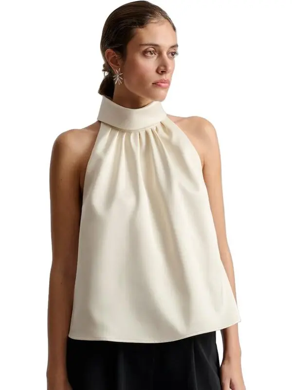 MALINA Minea Satin Halterneck Top - Vanilla