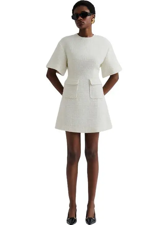 MALINA Rayna Boucle Mini Dress - Vanilla