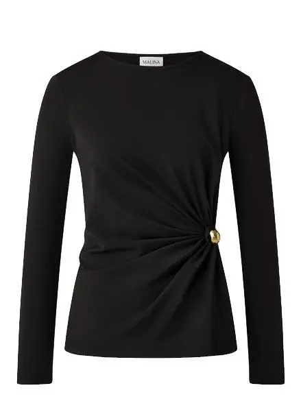 MALINA Mailey Jersey Long Sleeve Top - Black