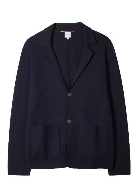 Paul Smith Merino Wool Knitted Cardigan Blazer - Blue