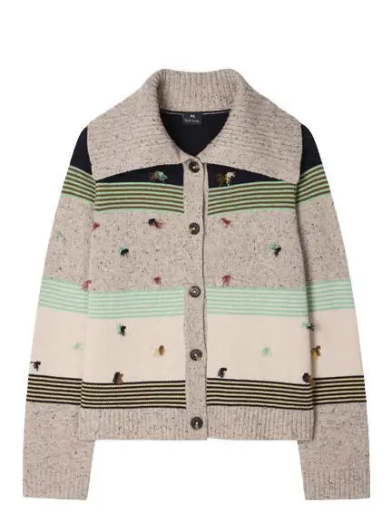 Paul Smith Block Stripe Knit Cardigan - White