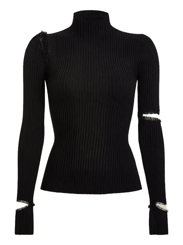 CONTESSA MILLS Salem Sleek Fitted Lightweight Knit Sweater - Black