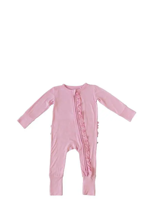 LAREE + CO Lillian Ruffle Convertible Footie - Pink