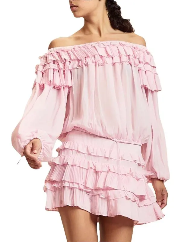 Cynthia Rowley Ruffle Pleated Mini Skirt - Pink
