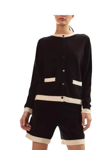 Cynthia Rowley Wool Cashmere Two Tone Cardigan - Black/white