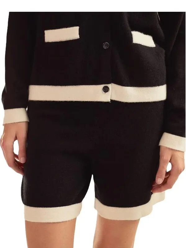Cynthia Rowley Wool Cashmere Two Tone Shorts - Black/white