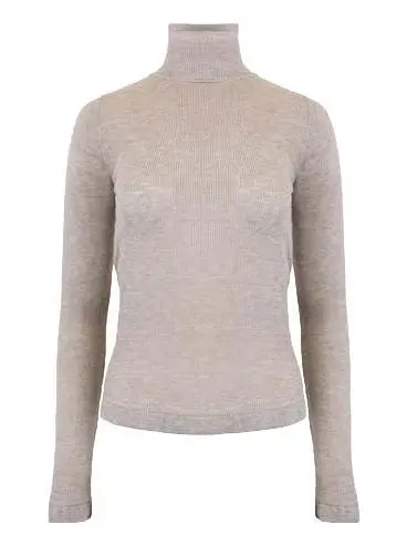 THEO THE LABEL Nomia Sheer Knit Turtleneck - Heather Grey