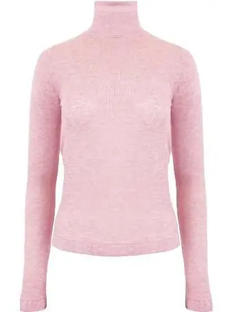 THEO THE LABEL Nomia Sheer Knit Turtleneck - Powder Puff