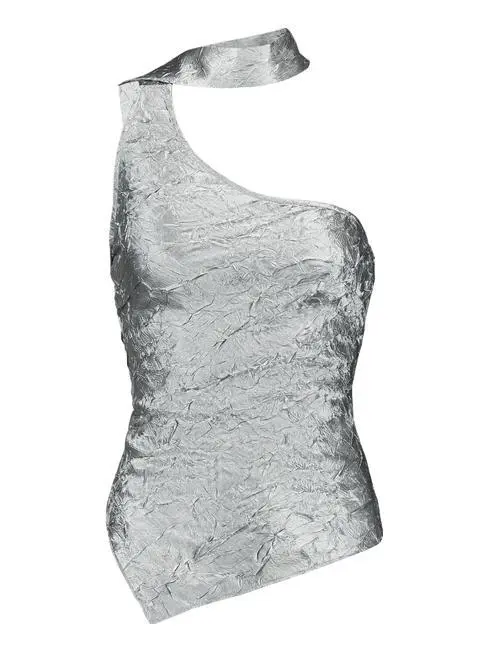 SAEMDI One-shoulder Scarf Top - Silver