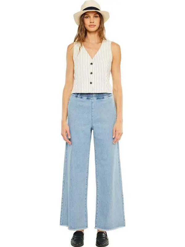 KANCAN Ultra High Rise Wide Leg Jeans - Light Wash