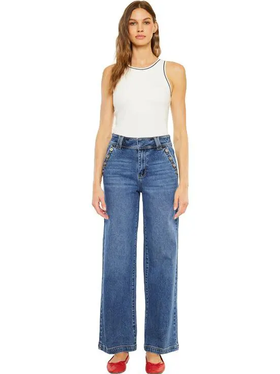 KANCAN Westwood Ultra High Rise Wide Leg Jeans - Dark Wash