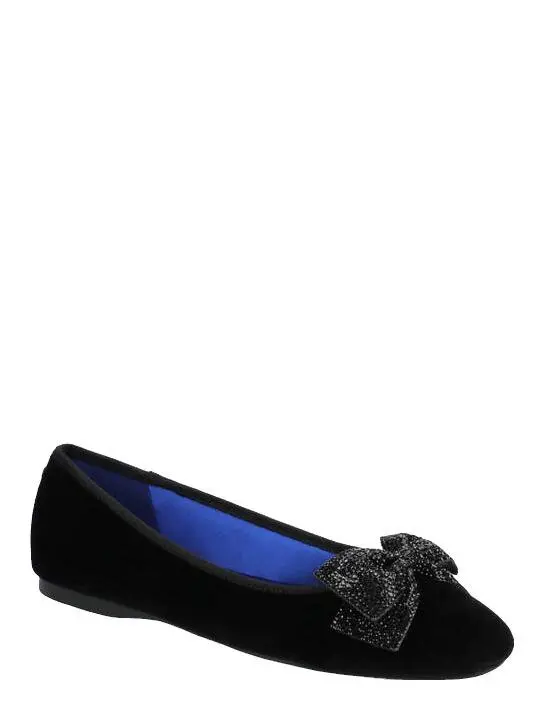 BIRDIES Hummingbird Jeweled Bow Velvet Loafer - Black