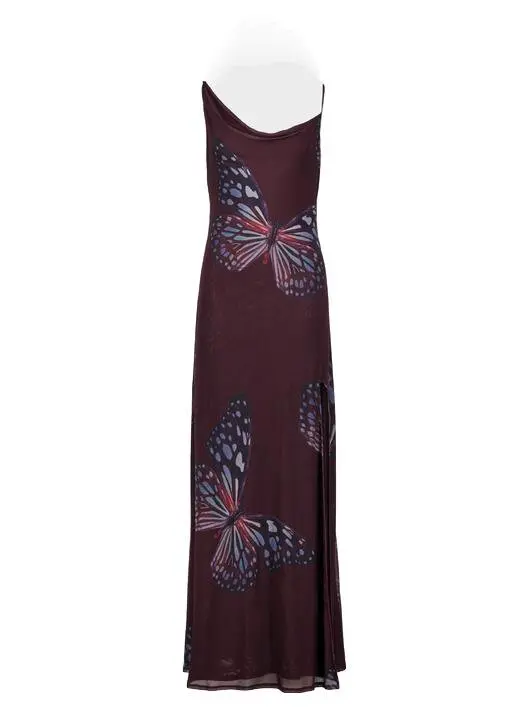 SAEMDI Mesh Maxi Dress - Butterfly Print
