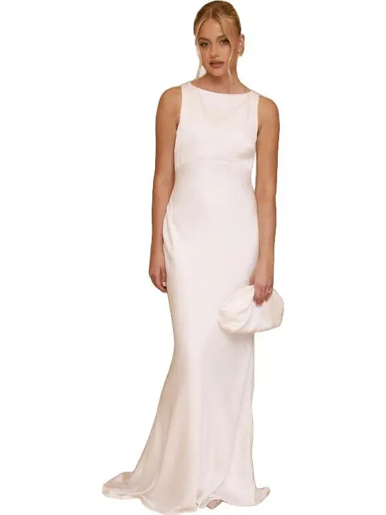 SIX STORIES Clarise Organza Open Back Maxi Dress - Ivory