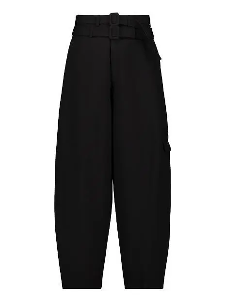 SAEMDI Belted Wide Leg Trousers - Black
