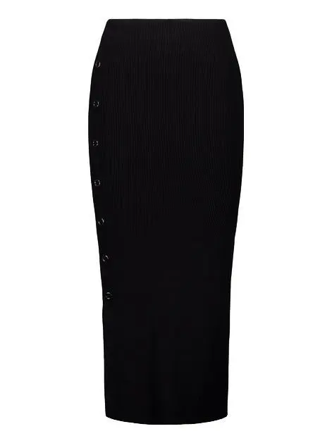SAEMDI Deconstructed Rib Midi Skirt - Black