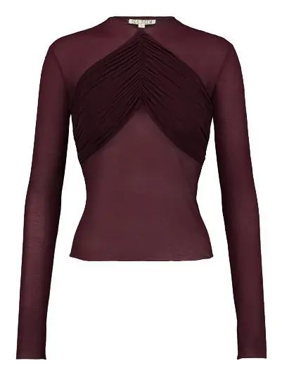 SAEMDI Mesh Draped Top - Bordeaux