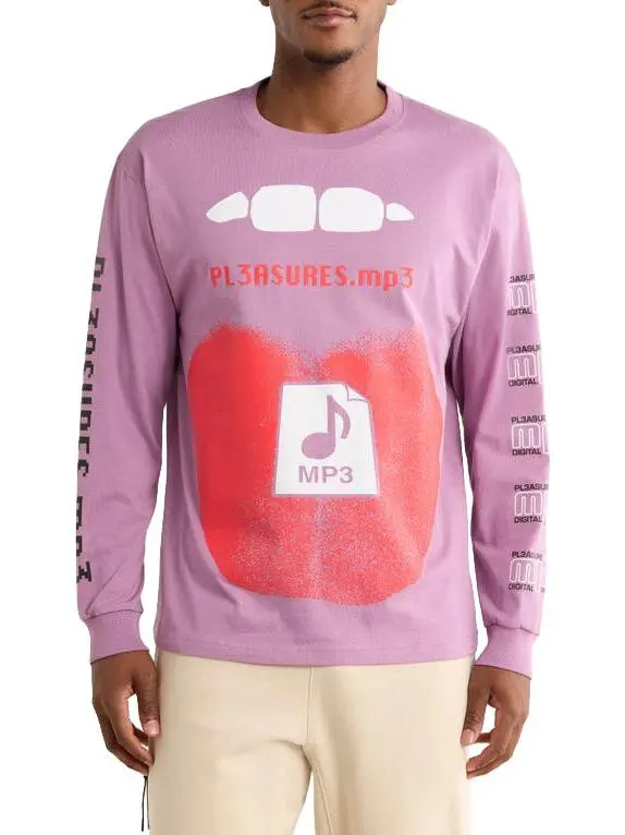 PLEASURES Piracy Long Sleeve Cotton Graphic T-shirt - Mauve