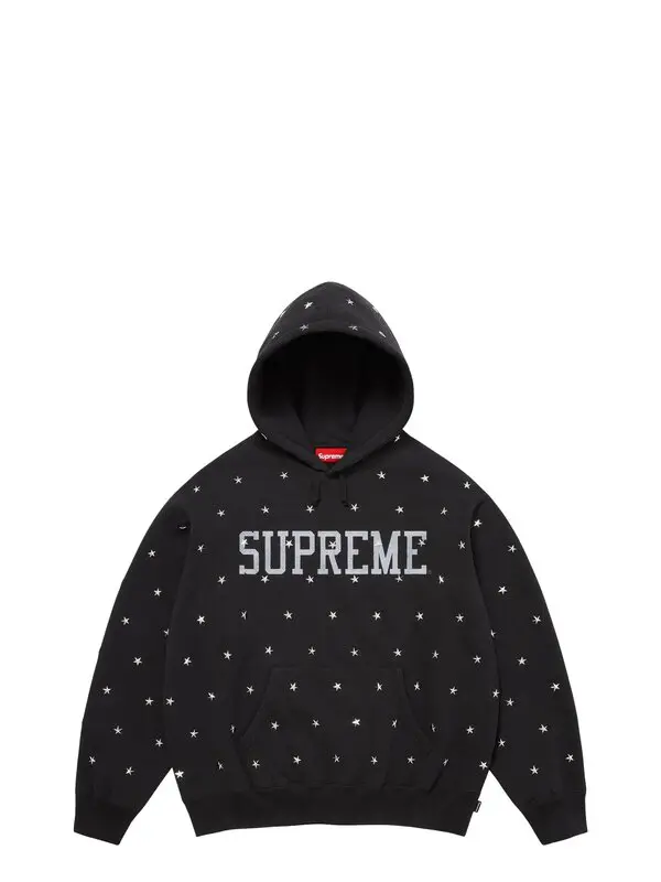 Supreme Stars Studded Hooded Sweatshirt - Black