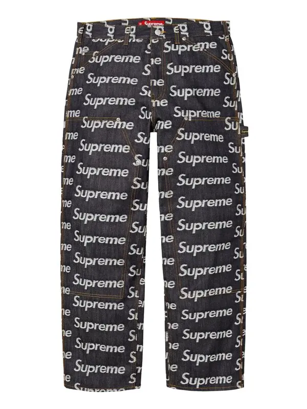 Supreme Jacquard Logos Double Knee Denim Painter Jean - Blue