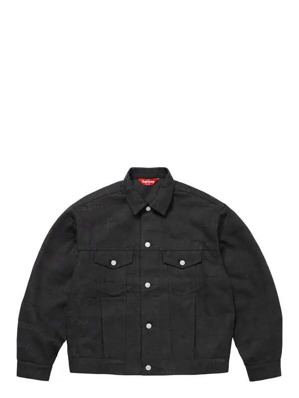 Supreme Jacquard Logos Denim Trucker Jacket - Black
