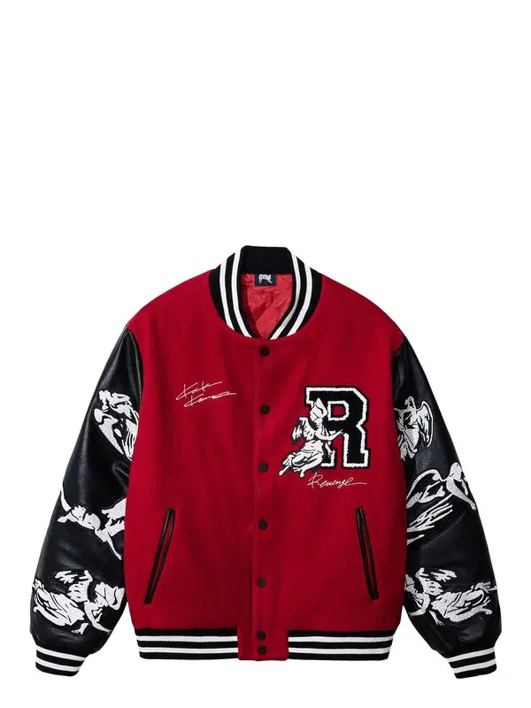 REVENGE X Kosuke Kawamura Embroidered Varsity Jacket - Red