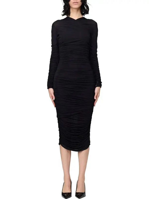 Elisabetta Franchi Midi Length Ruched Dress - Black